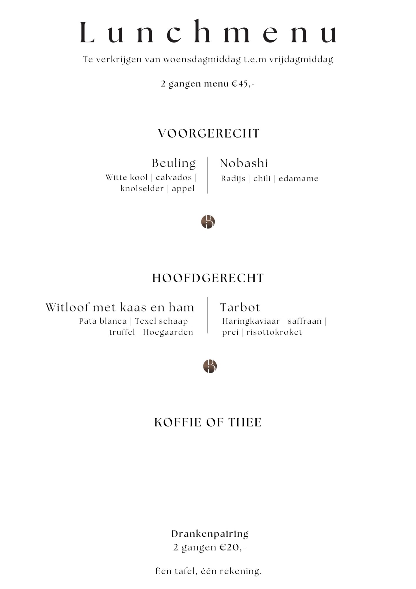 Menu Benoit - Menu Vegetarisch